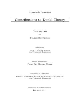 Veröffentlichungen der Universität / Contributions to Dunkl theory